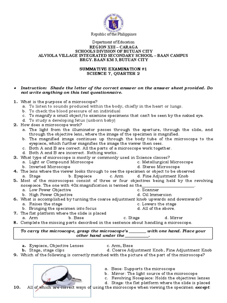 Understanding Microscopy: A Summative Examination on Microscope Parts ...
