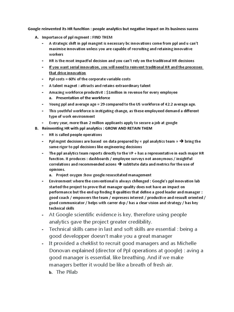 Google HR Innovation and People Analytics | PDF