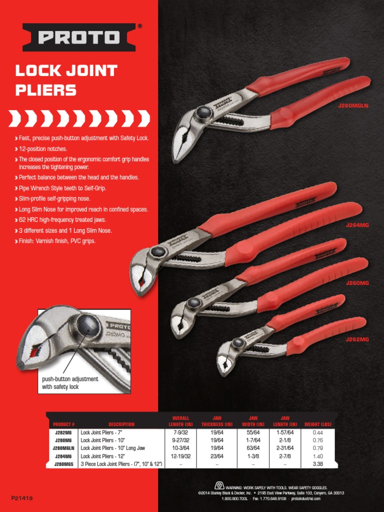P21419 - Proto Lock Joint Pliers | PDF | Tools | Equipment