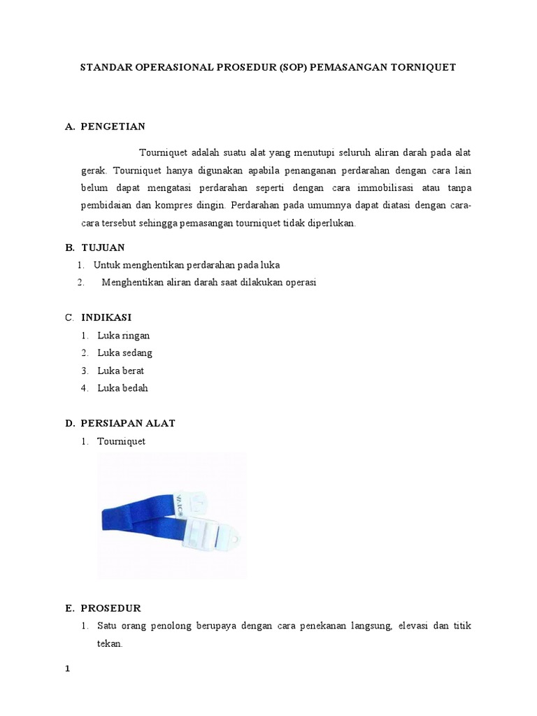 (SOP) Pemsangan Tourniquet Dan Pemberhentian Darah | PDF