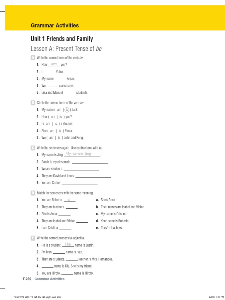 World English 3e Level Intro Grammar Activities All | PDF | Syntactic Relationships | Grammar