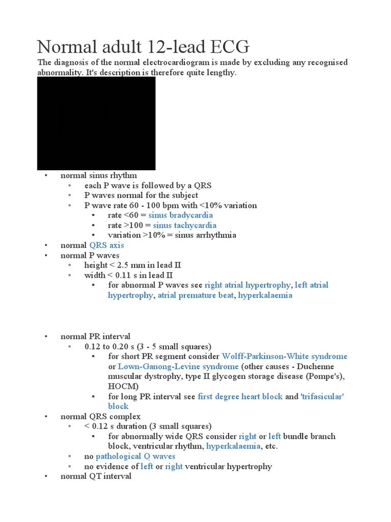 Normal Adult 12-Lead ECG | PDF | Electrocardiography | Cardiovascular ...