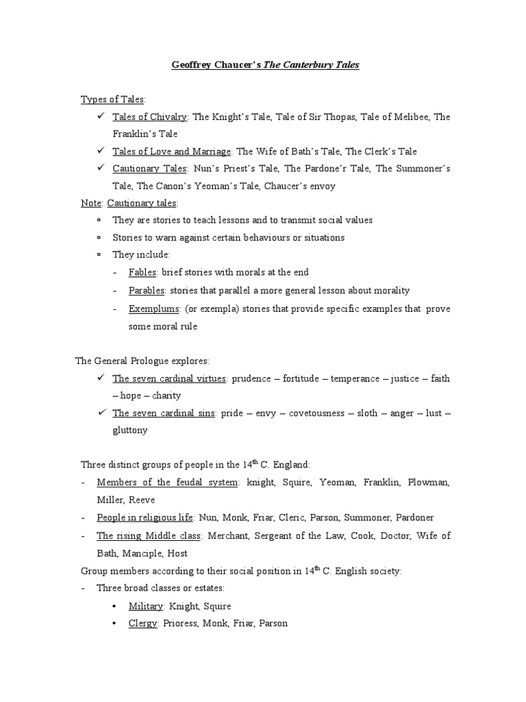 Chaucer's The Canterbury Tales | PDF | The Canterbury Tales | Pope