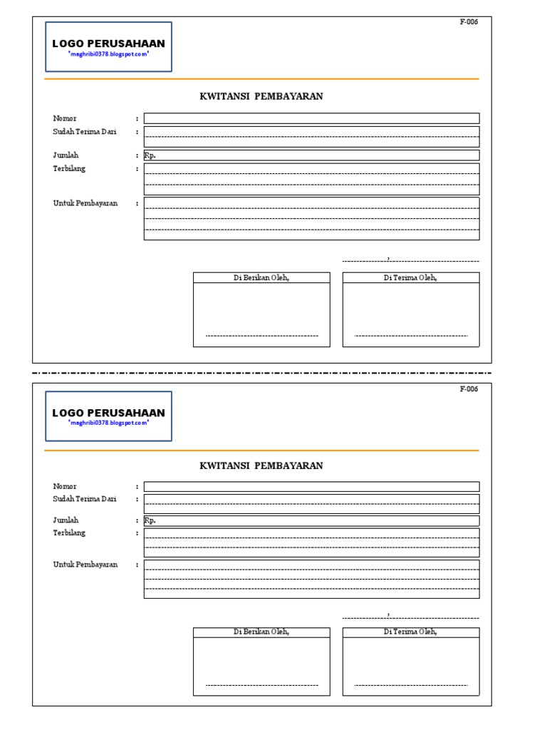 006-Form Kwitansi Pembayaran | PDF