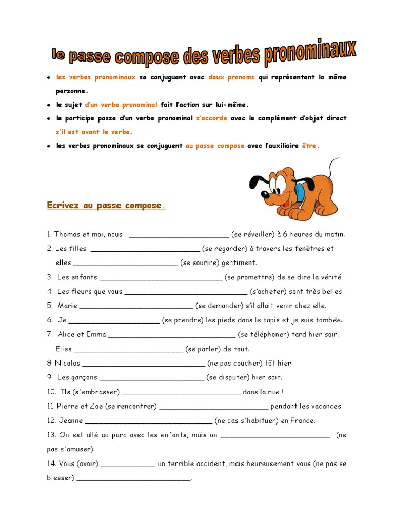 Exercices sur les verbes pronominaux | PDF