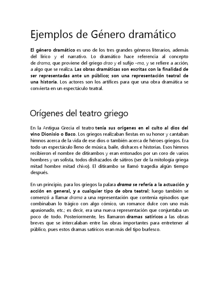 Ejemplos de Género Dramático | PDF | Comedia | Teatro