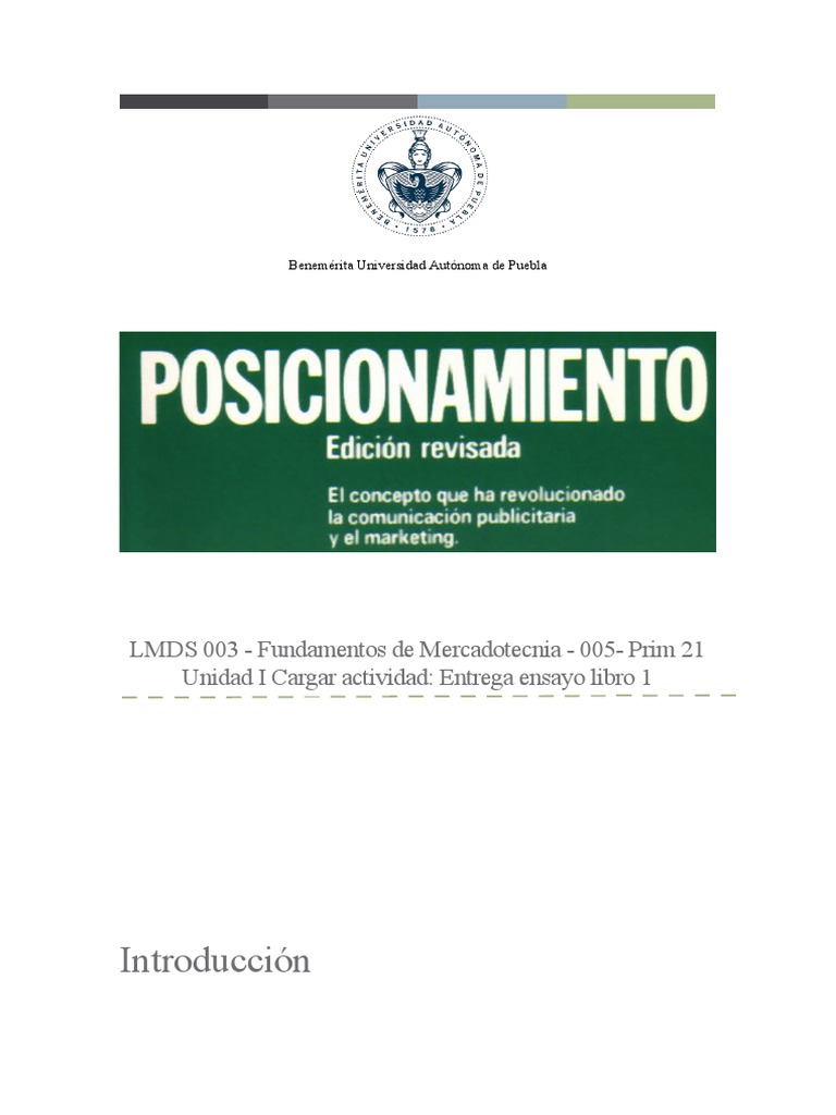 Ensayo Del Libro de "Posicionamiento" Escrito Por Al Ries y Jack Trout ...