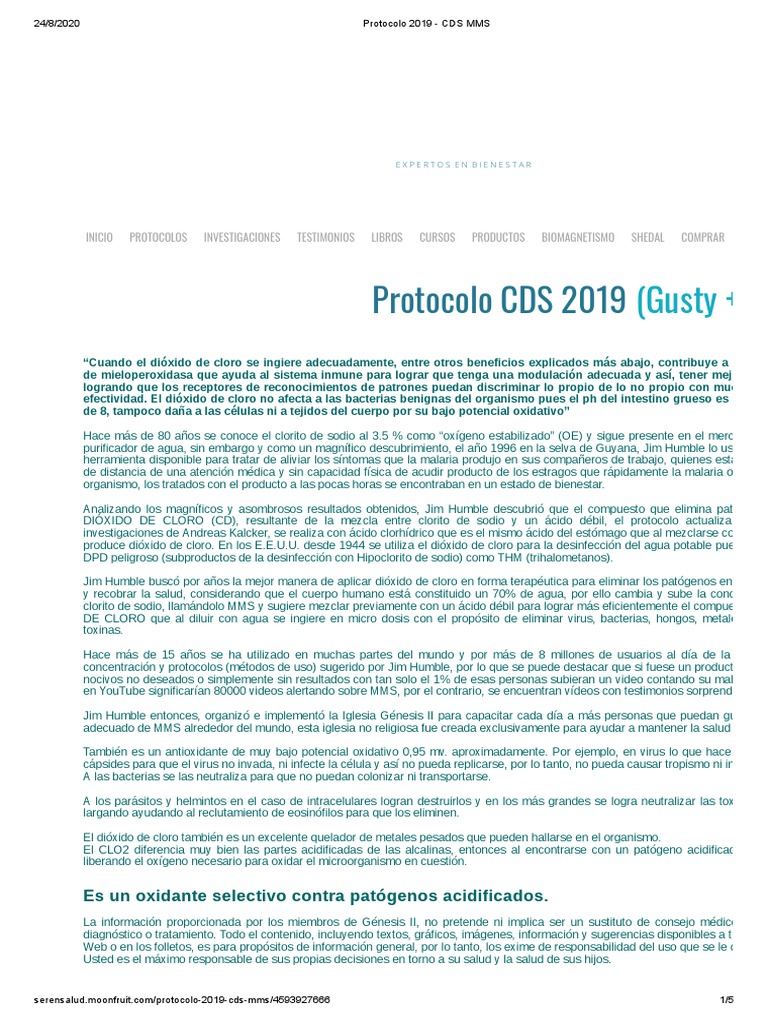 Protocolo 2019 - CDS MMS | PDF | Cloro | Agua