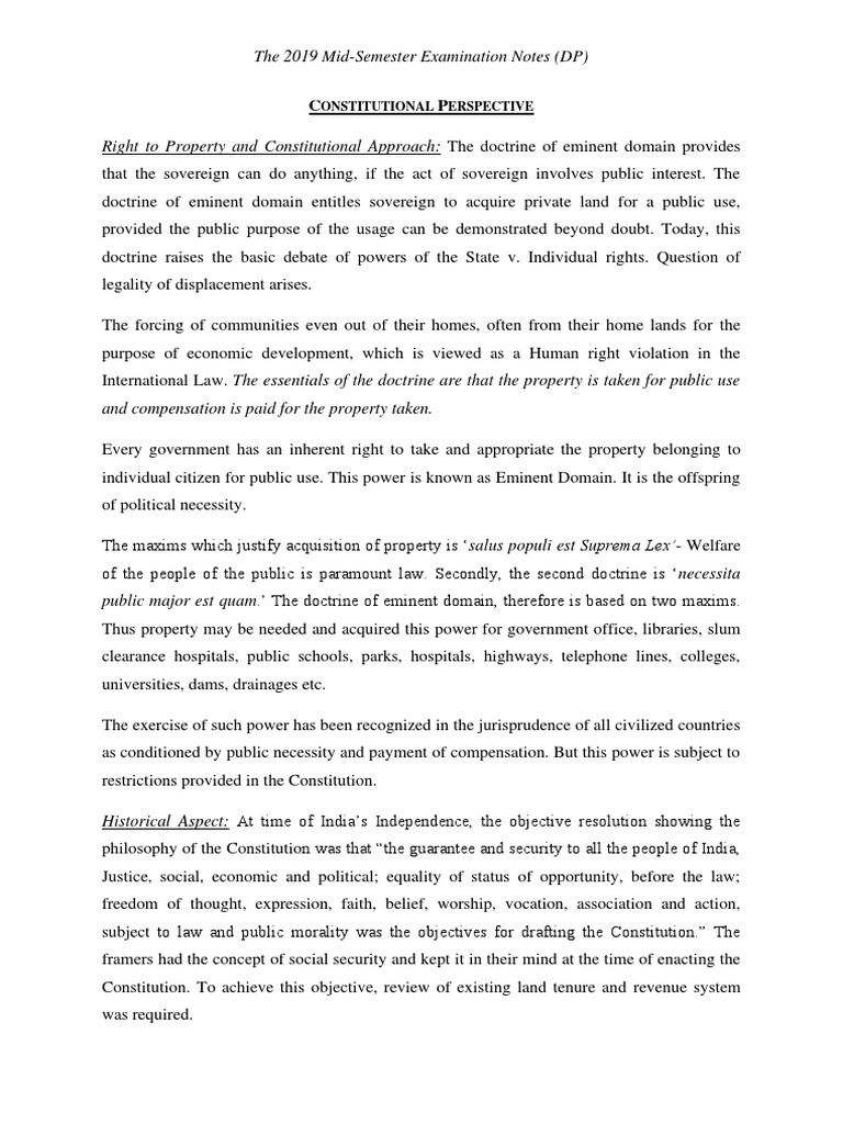Eminent Domain and Property Rights in India | PDF | Eminent Domain ...