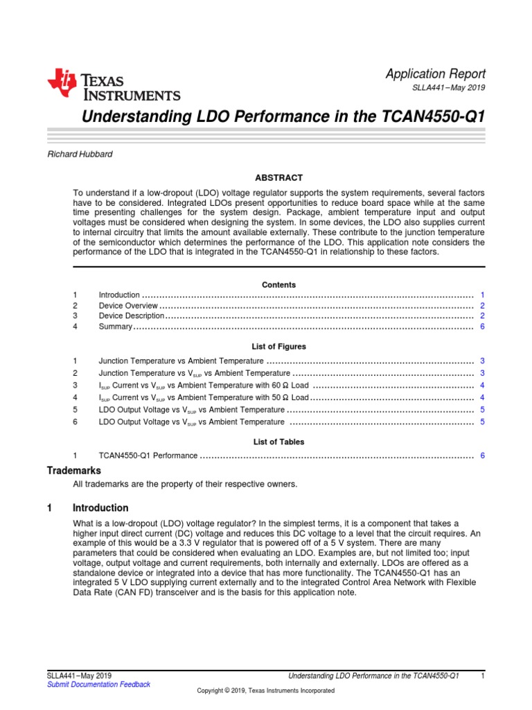 Understanding LDO Performance in The TCAN4550-Q1: Application Report ...