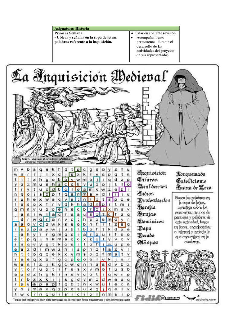 Actividades sobre la Inquisición Medieval | PDF | Estudios de idiomas ...