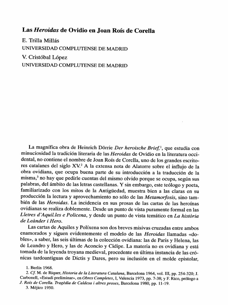 Las Heroidas de Ovidio en Joan Rois de Corella | PDF | Epístola | Ovidio
