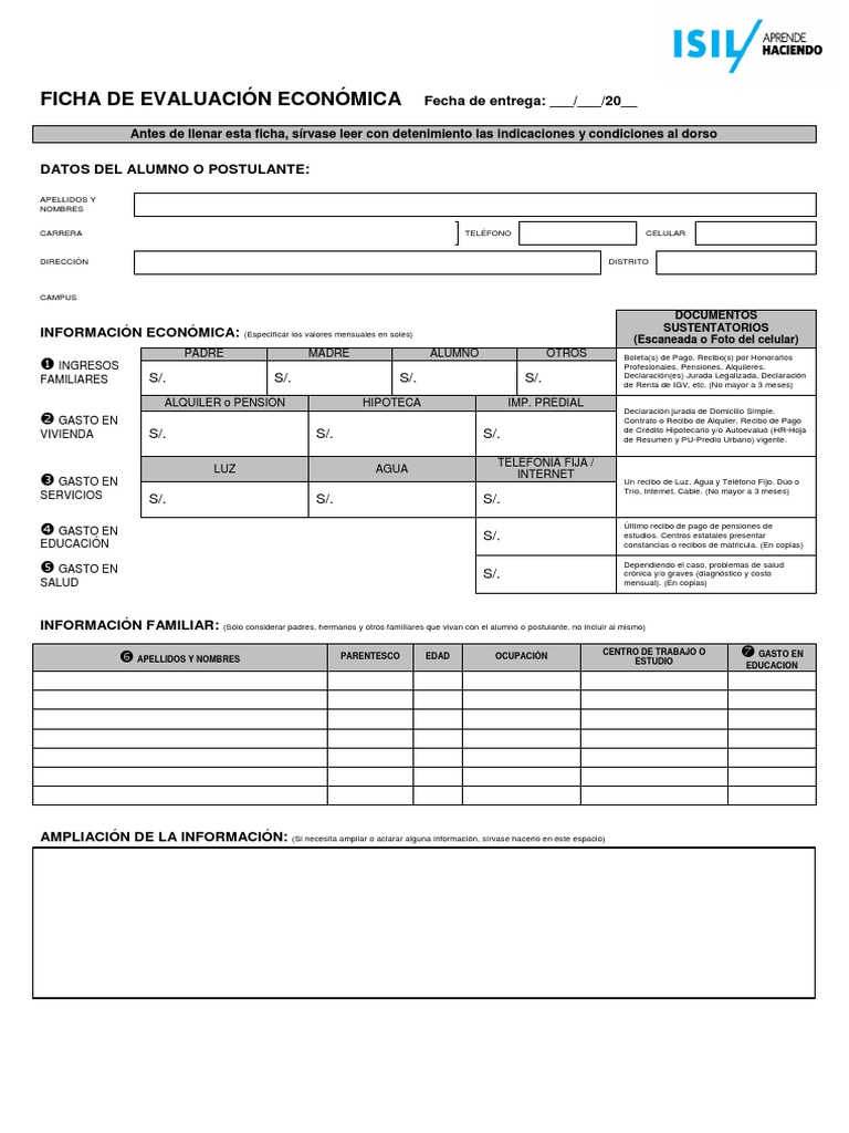 Formato de Ficha de Evaluación Económica 2017 | PDF | Hipoteca Comercial | Finanzas y dinero