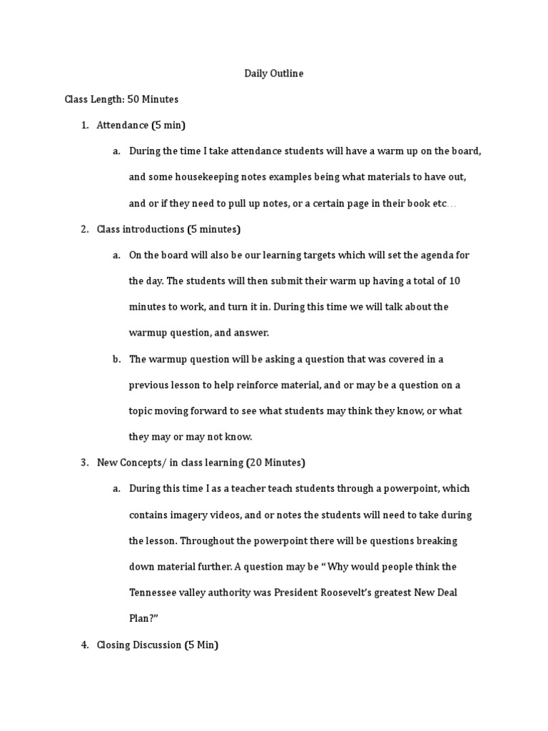 Daily Outline | PDF | Career & Growth | Language Arts & Discipline
