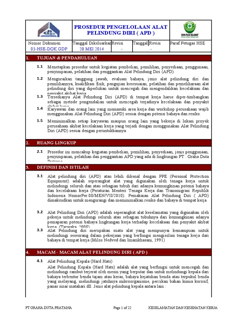 Prosedur Pengelolaan Alat Pelindung Diri - Apd | PDF