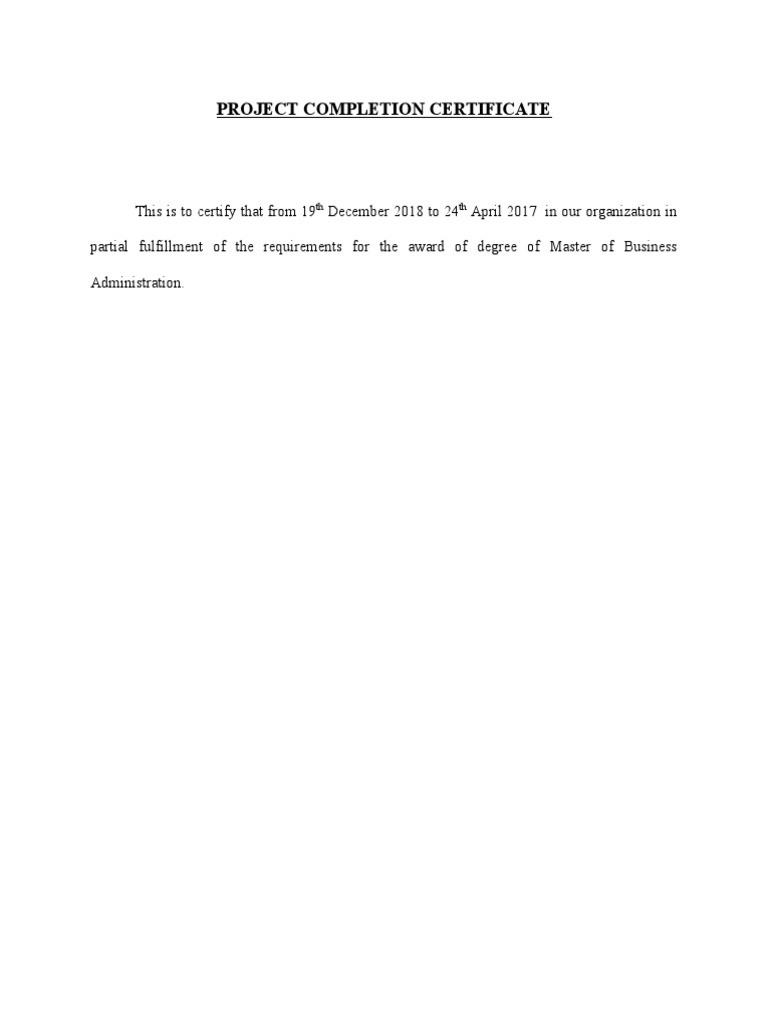 Project Completion Certificate | PDF