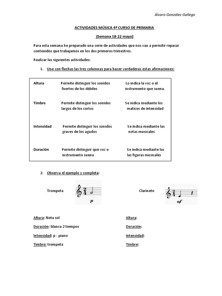 Actividades de Música 4º Primaria | PDF | Arte