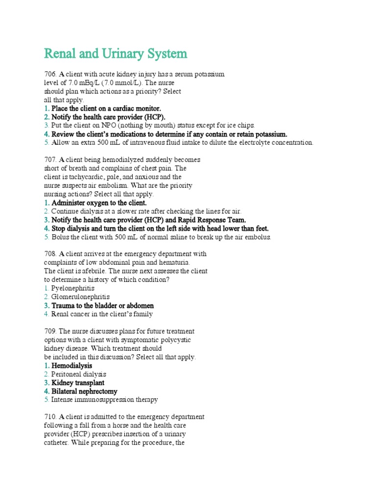 Renal and Urinary System | Download Free PDF | Dialysis | Hemodialysis