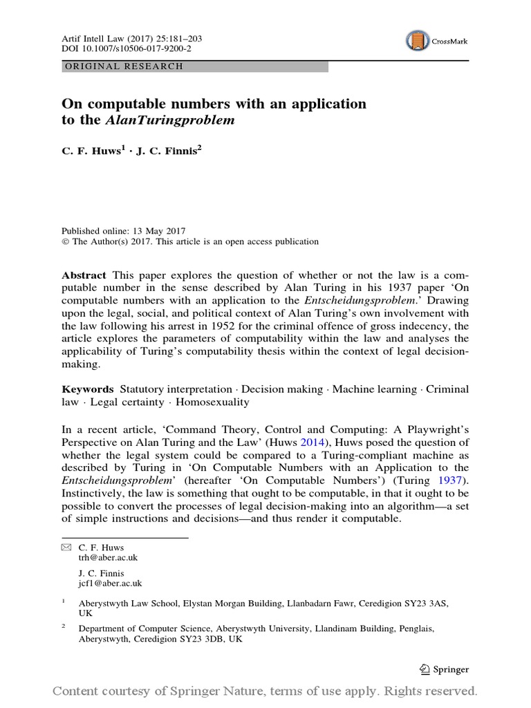 On Computable Numbers With An Application To The Alanturingproblem ...