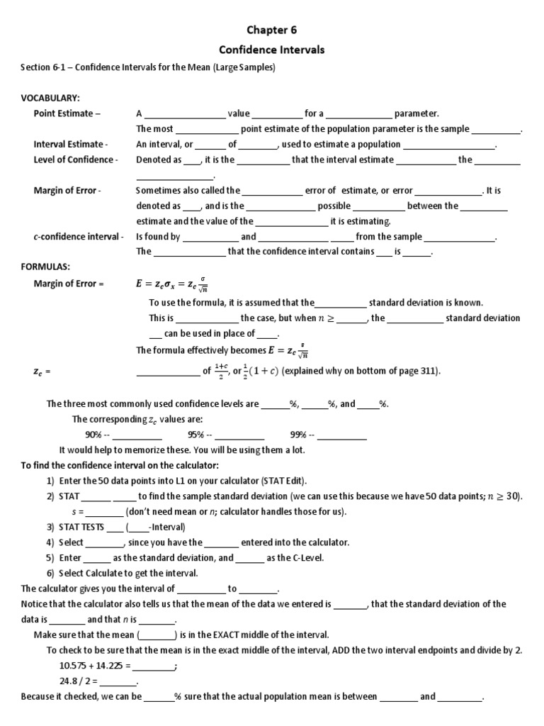 Confidence Intervals: Vocabulary: Point Estimate - Interval Estimate ...