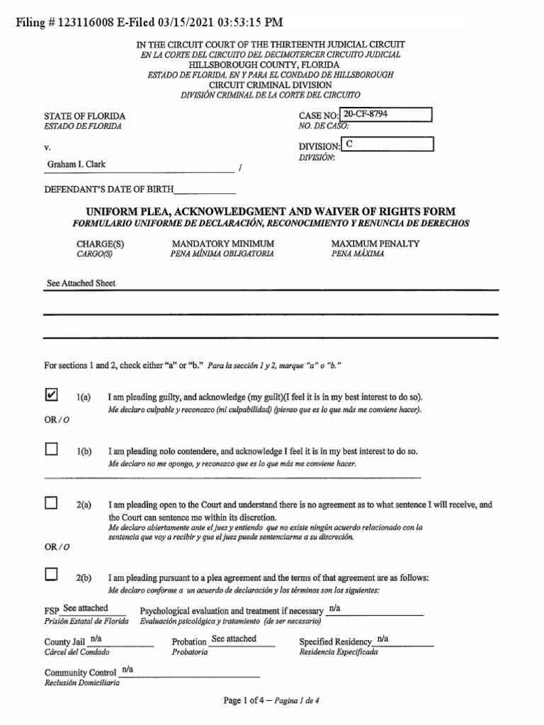 Graham Ivan Clark Plea Agreement | PDF