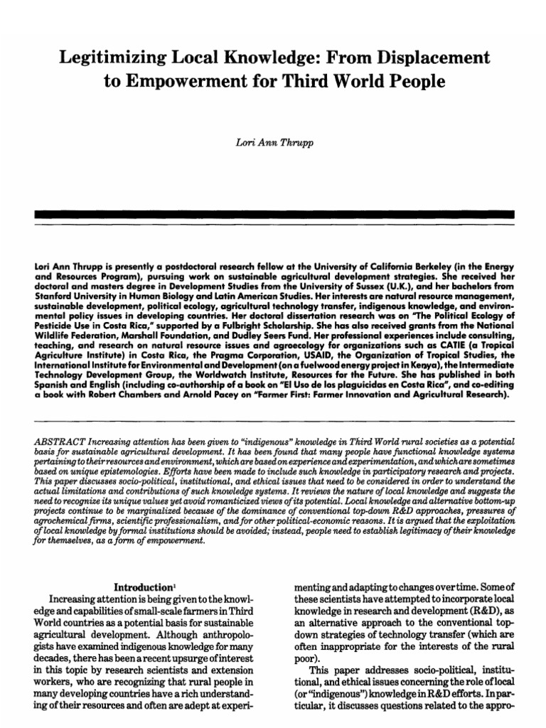 Empowering Local Knowledge in Development | PDF | Empowerment ...
