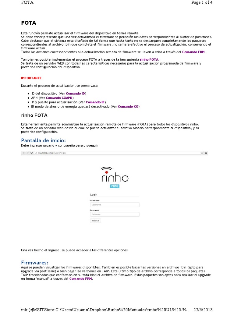 Actualización Remota de Firmware FOTA | PDF | Archivo de computadora ...