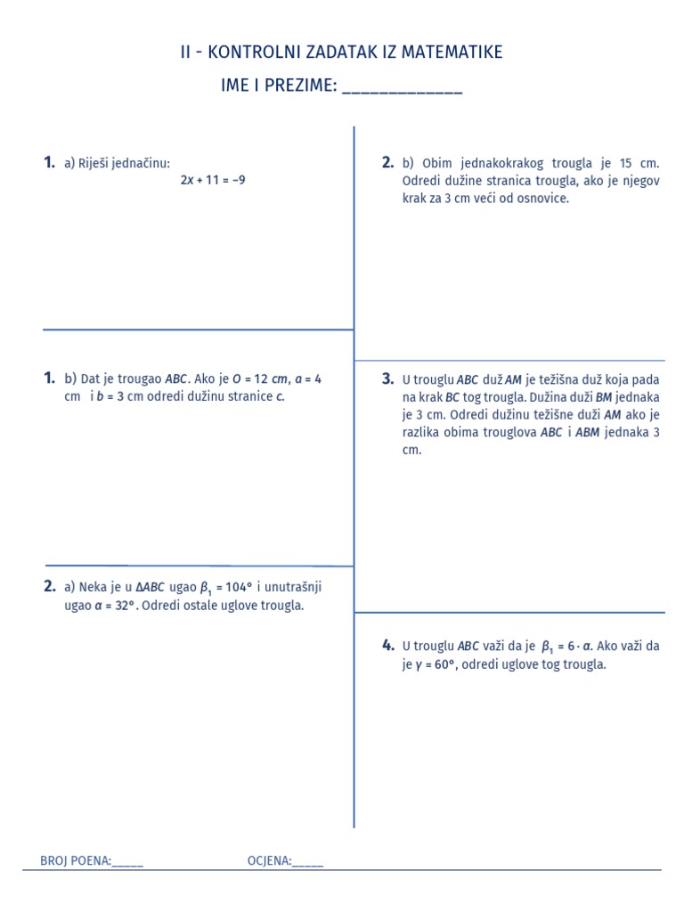 II Kontrolni VII Razred | PDF