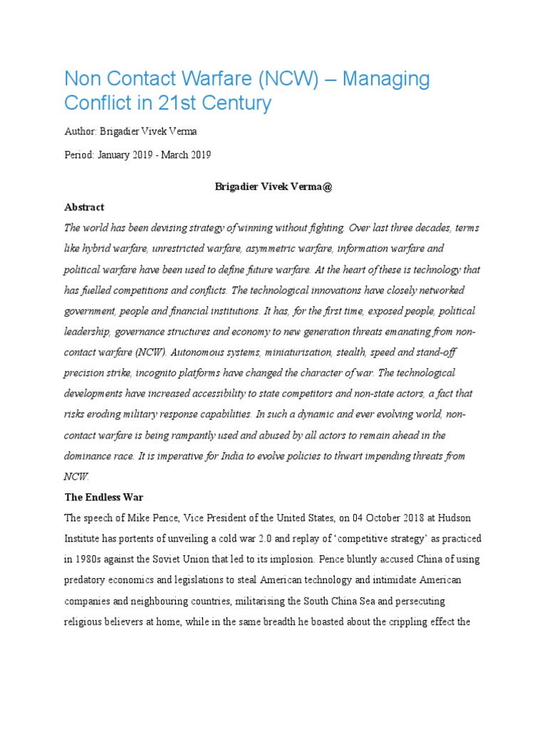 Non Contact Warfare | PDF | Military | National Security