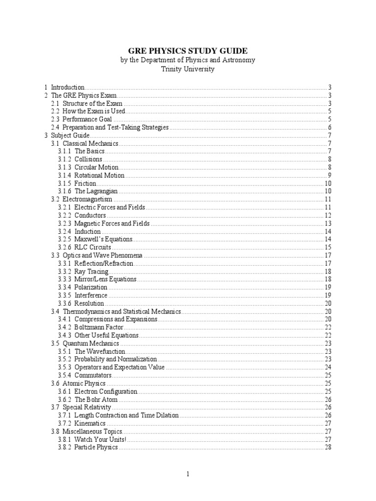 GRE PHYSICS STUDY GUIDE - Ugolini | PDF | Rotation Around A Fixed Axis ...