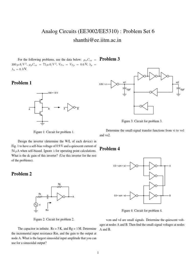 Analog Circuits (EE3002/EE5310) : Problem Set 6 Shanthi@ee - Iitm.ac - in | PDF