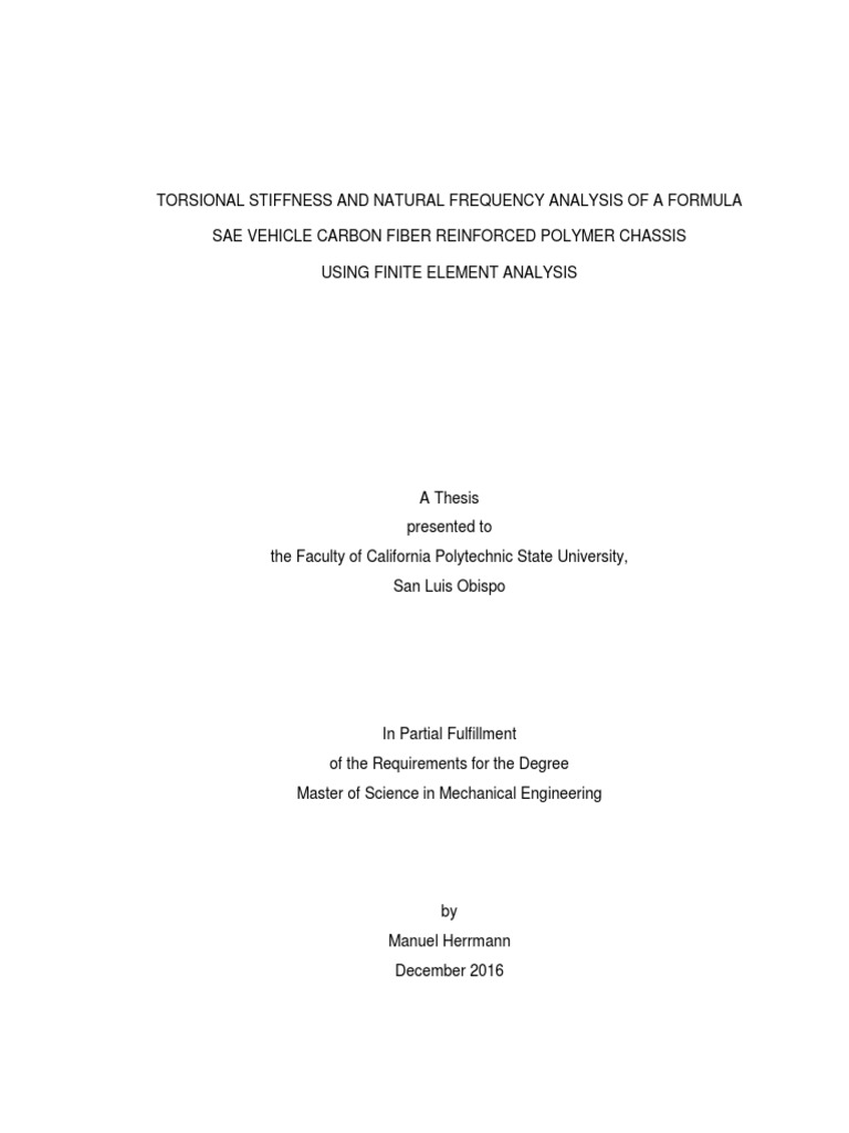 Torsional Stiffness and Natural Frequency Analysis of A Formula SAE CAR ...