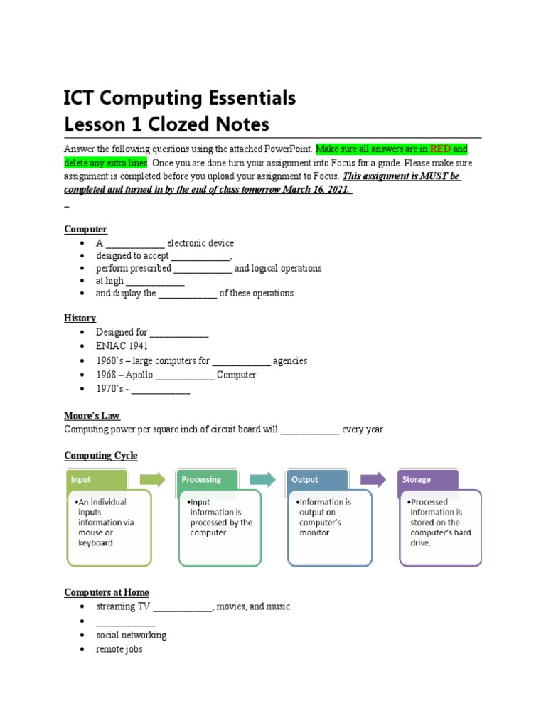 Clozed Notes on Computer Essentials | PDF | Tablet Computer | Personal ...