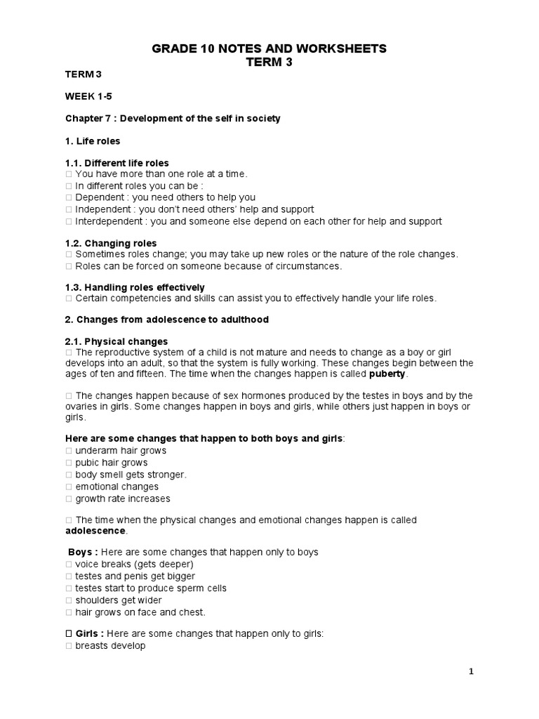 Grade 10 Life Orientation Term 3 | PDF | Adolescence | Human Nature