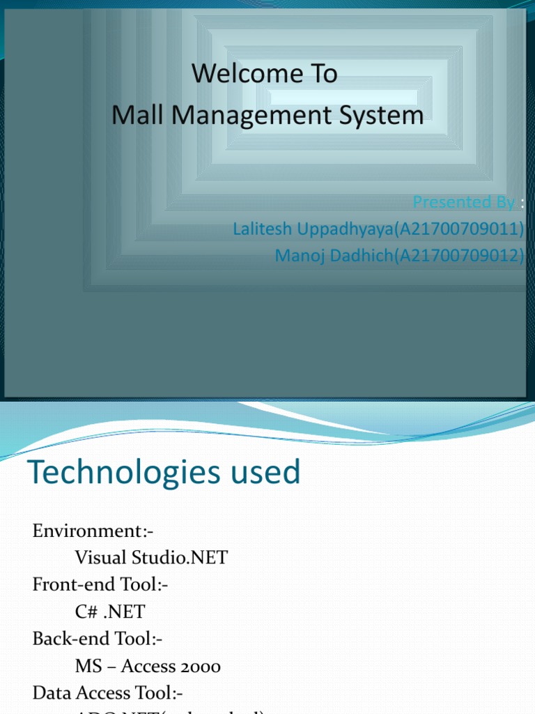 Mall Management System Overview | PDF | Databases | Microsoft Visual Studio