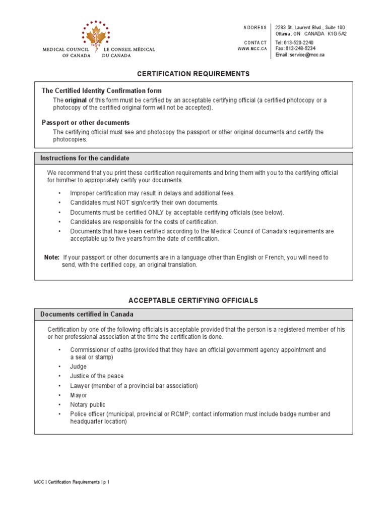 Certification Requirements: The Certified Identity Confirmation Form ...