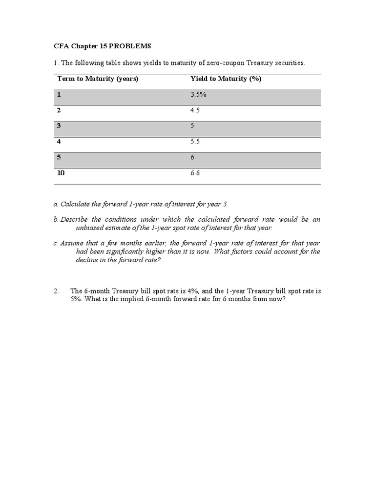 CFA Chapter 15 Problems Solutions | PDF | Yield Curve | Bonds (Finance)