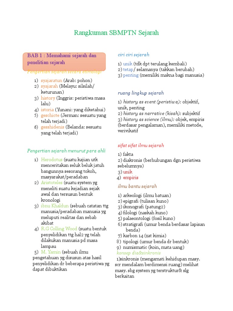 Rangkuman SBMPTN Sejarah | PDF | Sains & Matematika | Sejarah