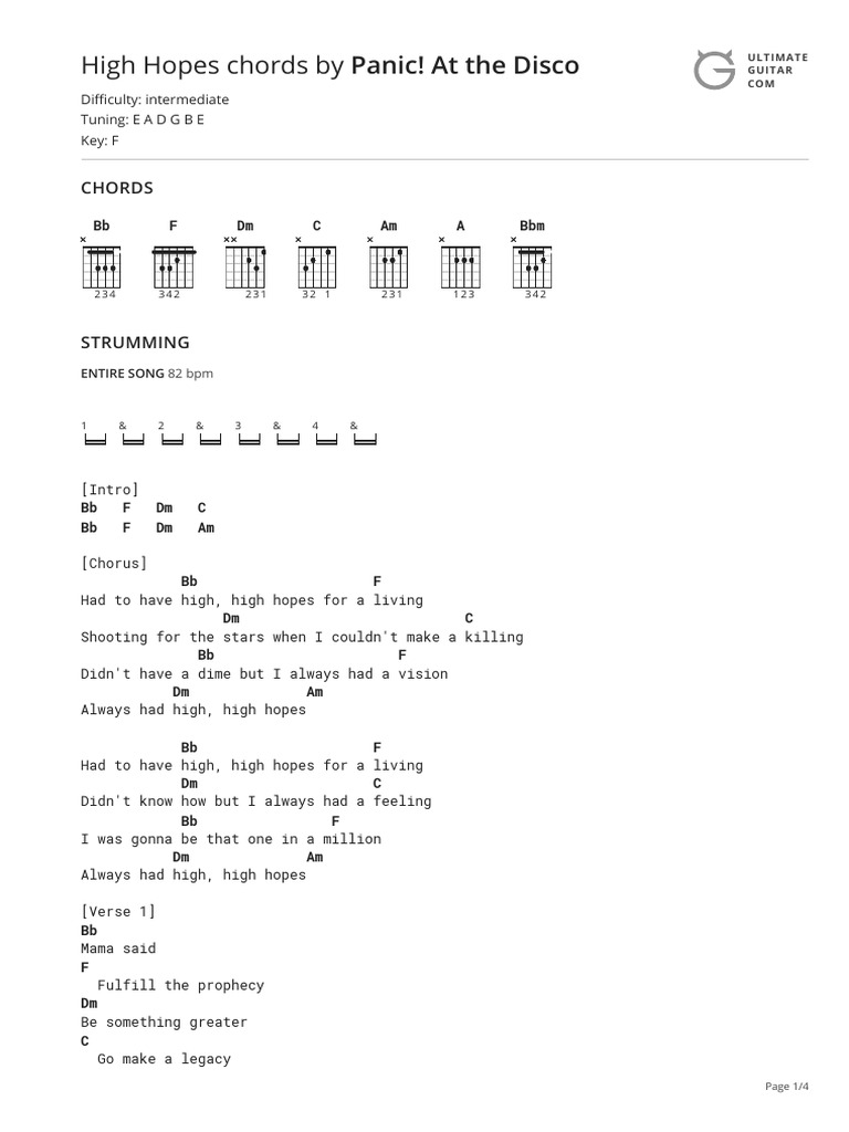 High Hopes Chords by Panic! at The Disco | PDF | Song Structure ...
