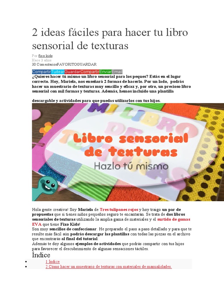 2 Ideas Fáciles para Hacer Tu Libro Sensorial de Texturas | PDF ...