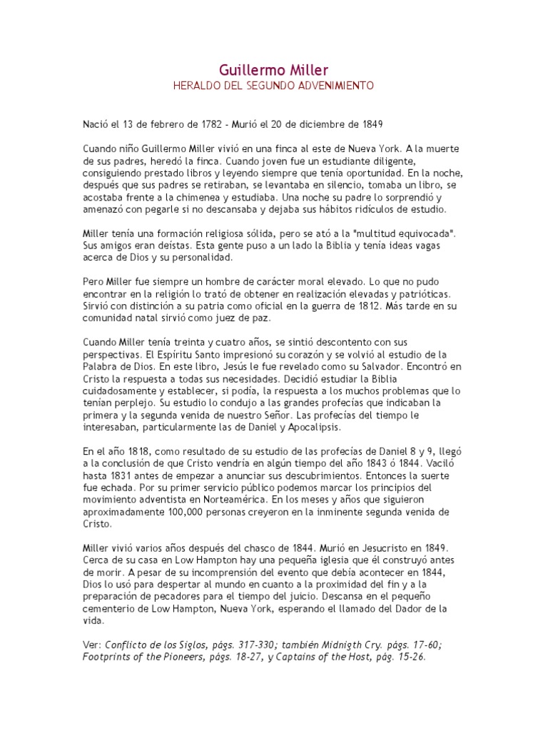 Biografía de Guillermo Miller | PDF | Cristo (título) | Teología ...