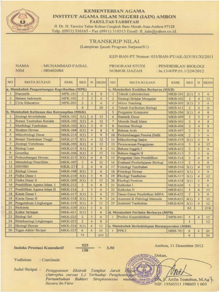 Transkip Nilai PDF-compressed | PDF