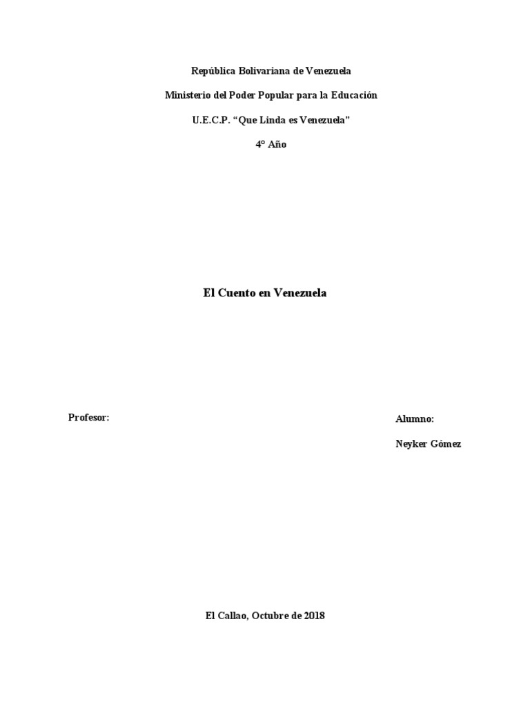 El Cuento en Venezuela | PDF | Venezuela | Cuentos