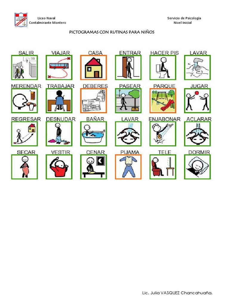 Pictogramas de Rutinas para Niños | PDF | Relaciones personales ...