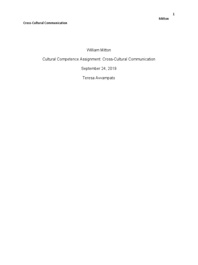 Cultural Competence Assignment | PDF | Cross Cultural Communication ...