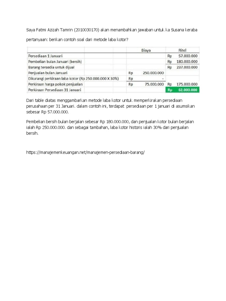 Contoh Soal Dari Metode Laba Kotor | PDF