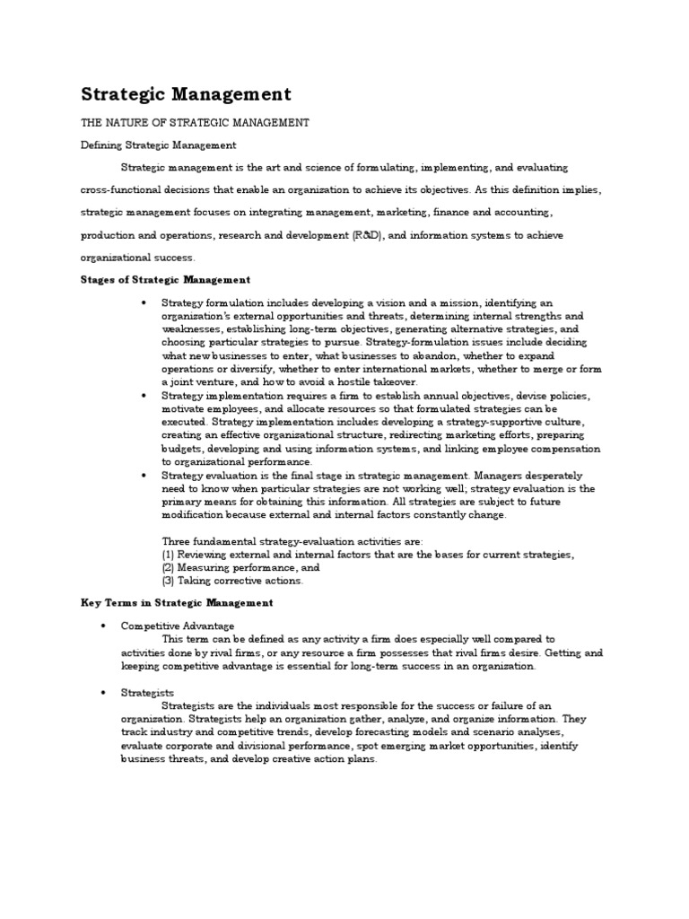 Stages of Strategic Management | PDF | Strategic Management | Goal