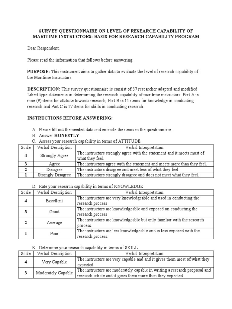 Researcher Made Questionnaire Final | PDF | Survey Methodology ...