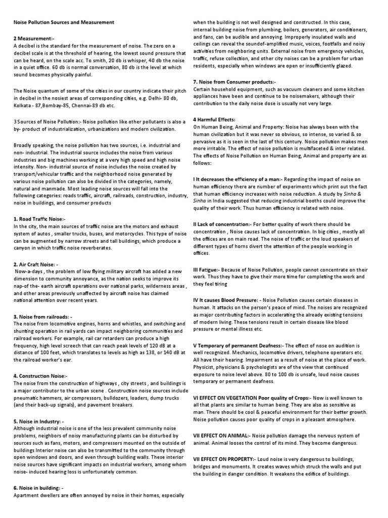 Noise Pollution Sources and Measurement | PDF | Decibel | Hearing Loss