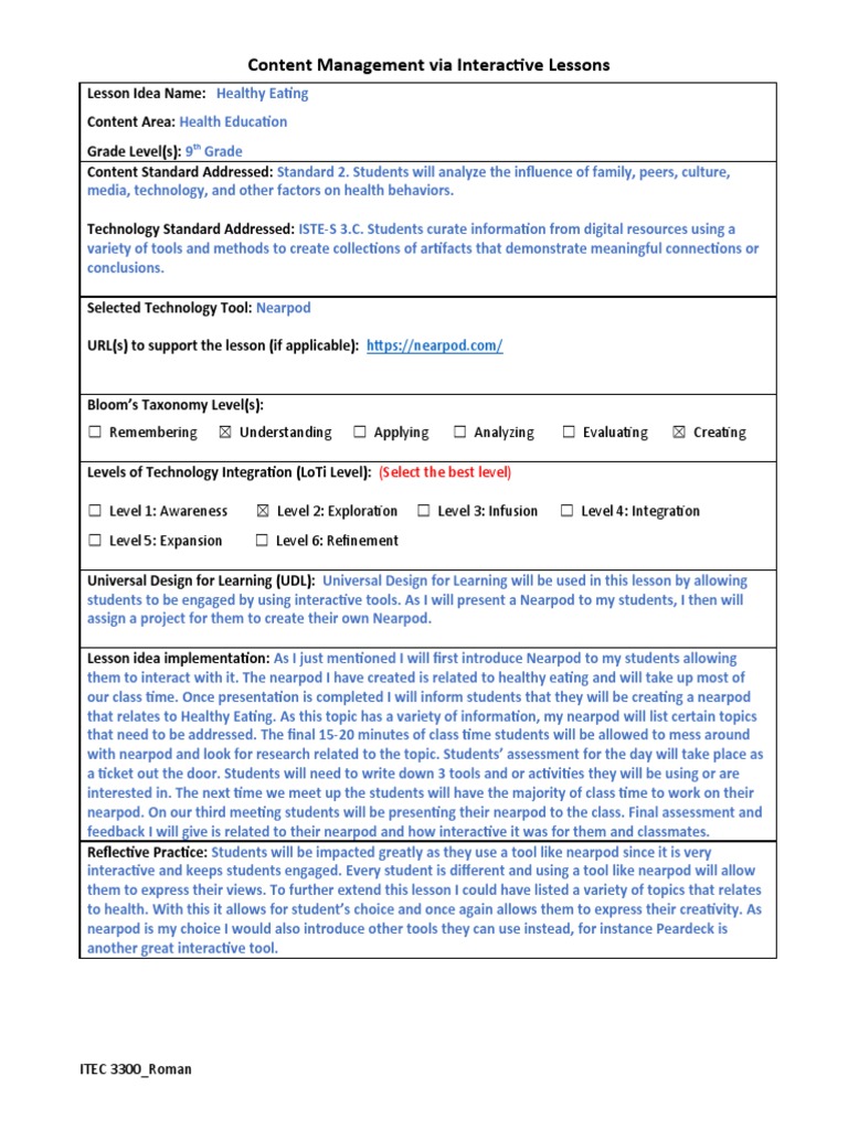 Interactive Lesson Idea Template | PDF